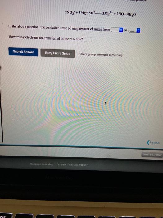 Solved 2NO," + 3Mg+86*3Mg2+ + 2NO+ 4H20 In the above | Chegg.com