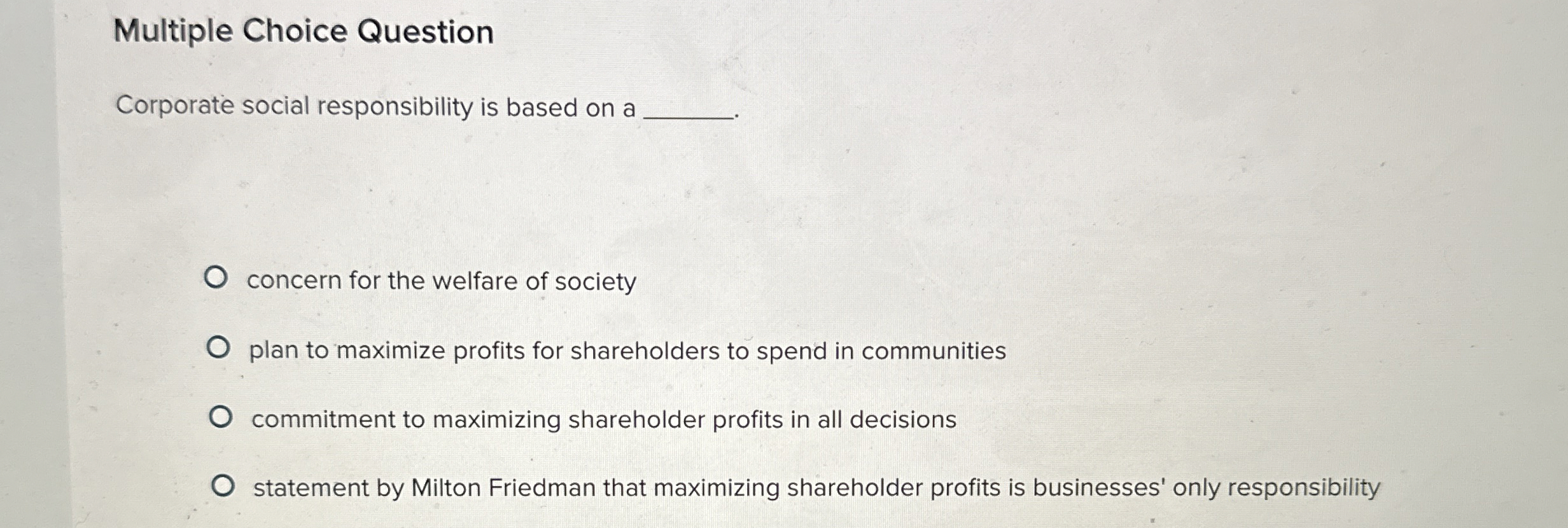Solved Multiple Choice QuestionCorporate social | Chegg.com