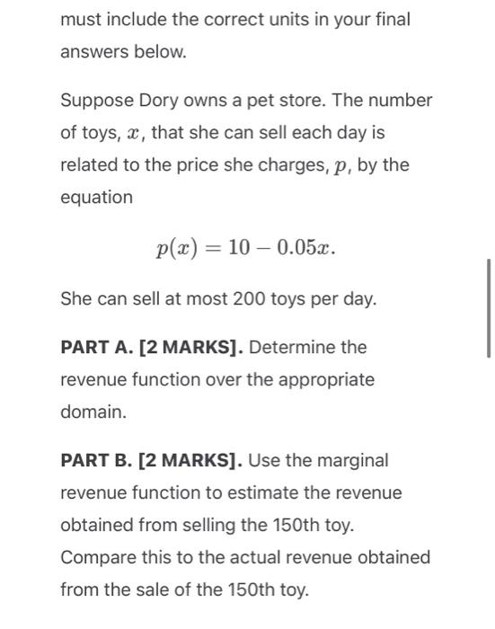 Solved must include the correct units in your final answers | Chegg.com