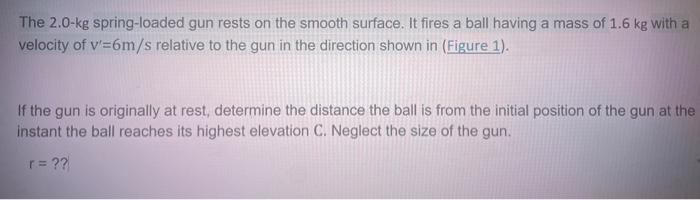The 2.0−kg spring-loaded gun rests on the smooth | Chegg.com
