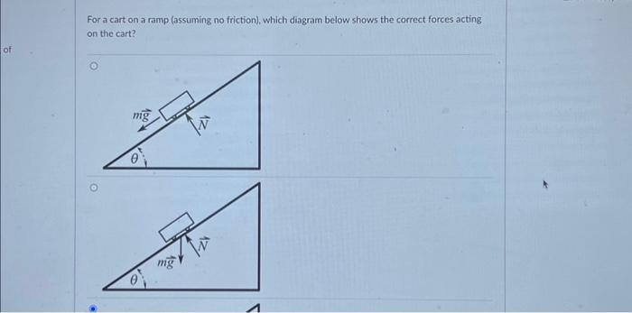 Solved For a cart on a ramp (assuming no friction), which | Chegg.com