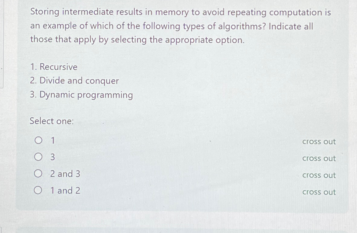 Solved Storing intermediate results in memory to avoid | Chegg.com