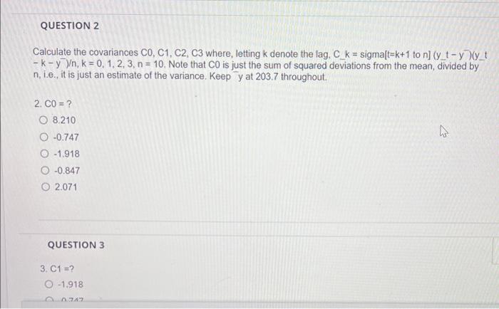 Calculate the covariances C0, C1, C2, C3 where, | Chegg.com