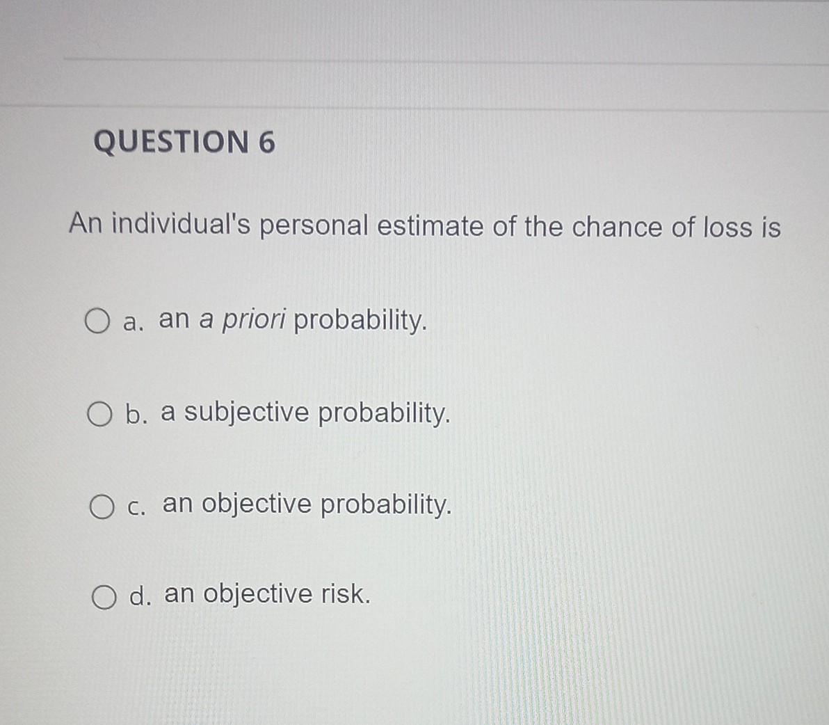 Solved An individual's personal estimate of the chance of | Chegg.com