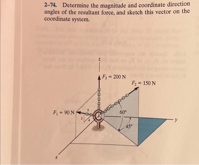 Solved 2 74 Determine The Magnitude And Coordinate