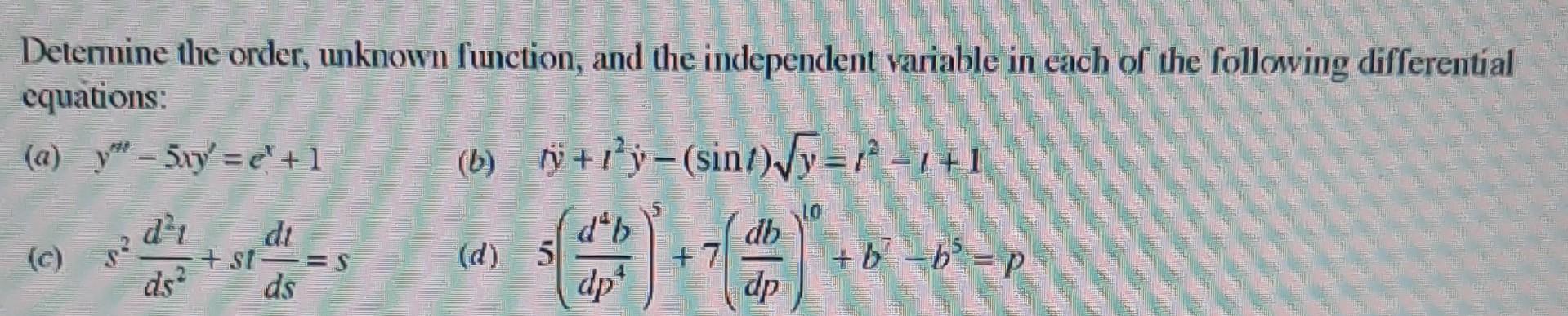 Solved Determine The Order Unknown Function And The 