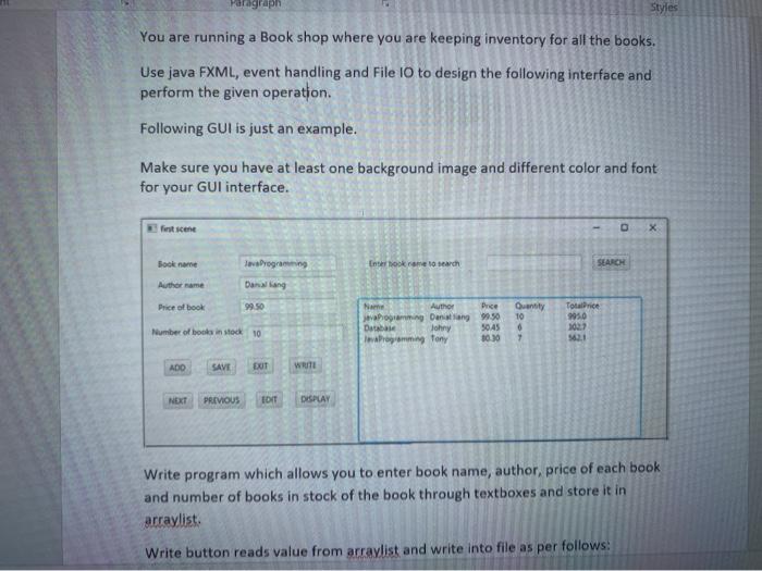 Solved Font Paragraph Styles Write program which allows | Chegg.com