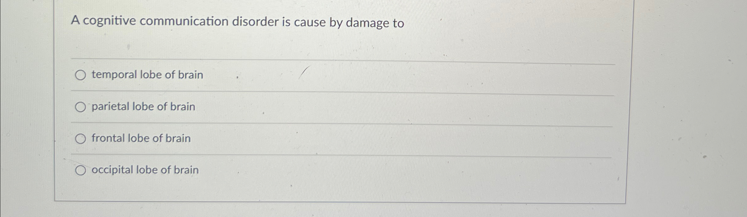 Solved A cognitive communication disorder is cause by damage | Chegg.com