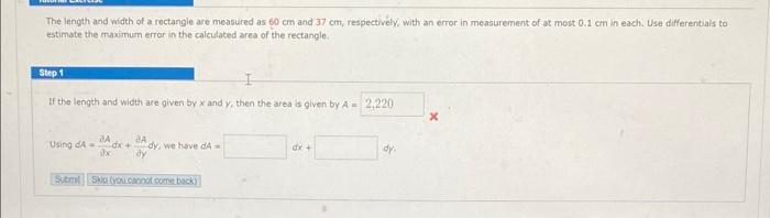 Solved The length and width of a rectangle are measured as | Chegg.com
