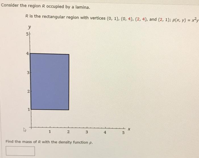 Solved Consider the region R occupied by a lamina. R is the | Chegg.com