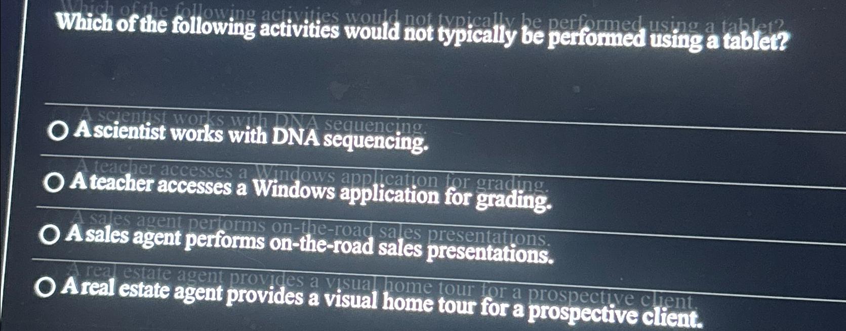 Solved Which of the following activities would not typically | Chegg.com