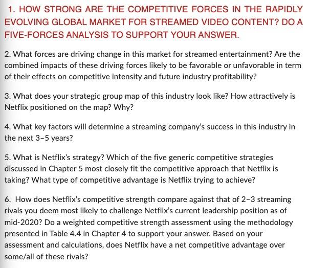 1. HOW STRONG ARE THE COMPETITIVE FORCES IN THE | Chegg.com