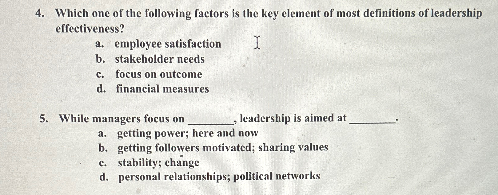 Solved Which one of the following factors is the key element | Chegg.com