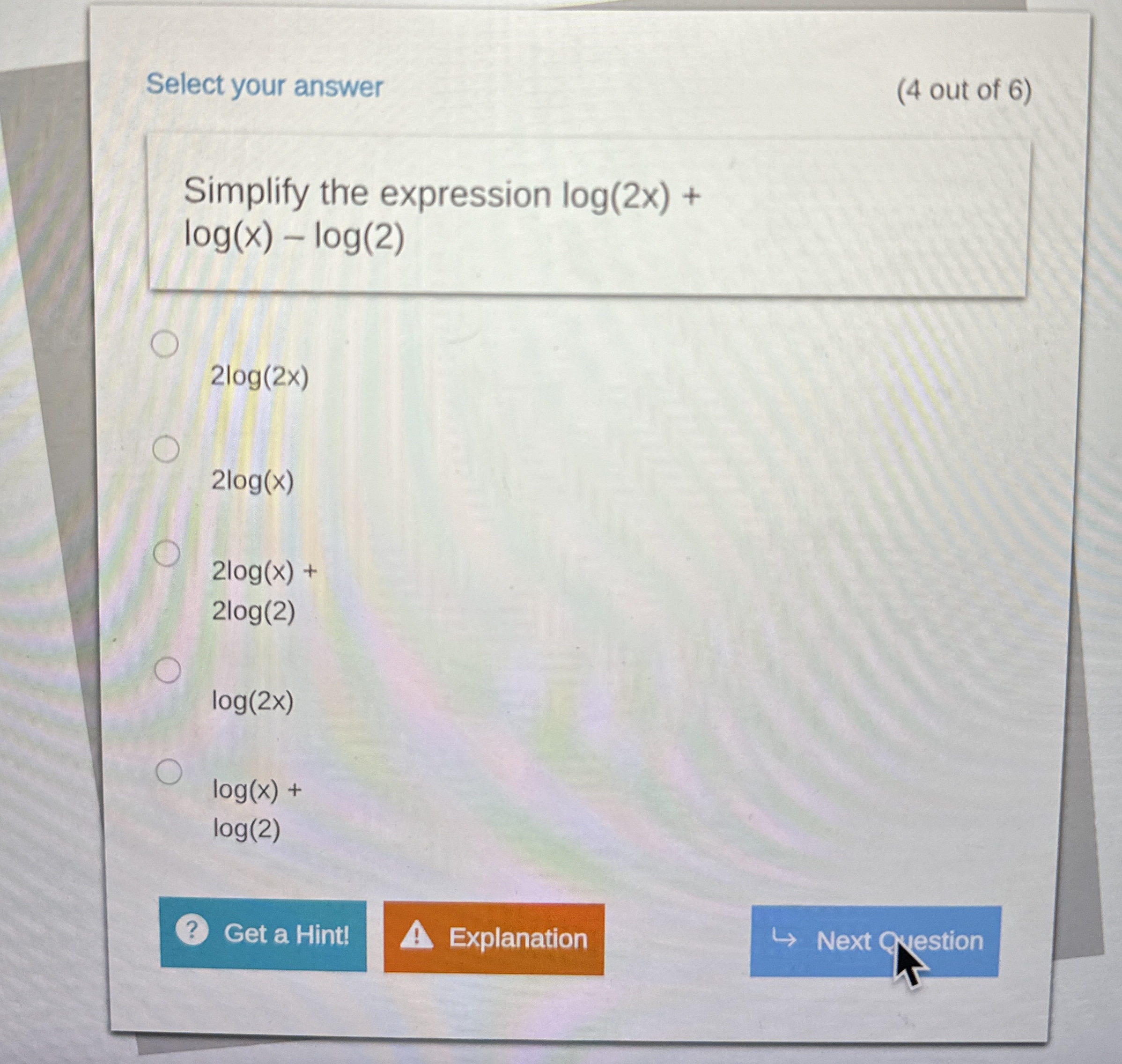 Solved Select your answer(4 ﻿out of 6 )Simplify the | Chegg.com