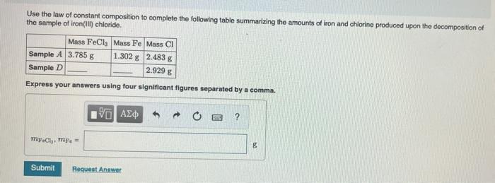 [Solved]: Use the law of constant composition to complete t