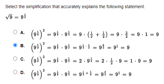 Solved Select the simplification that accurately explains | Chegg.com