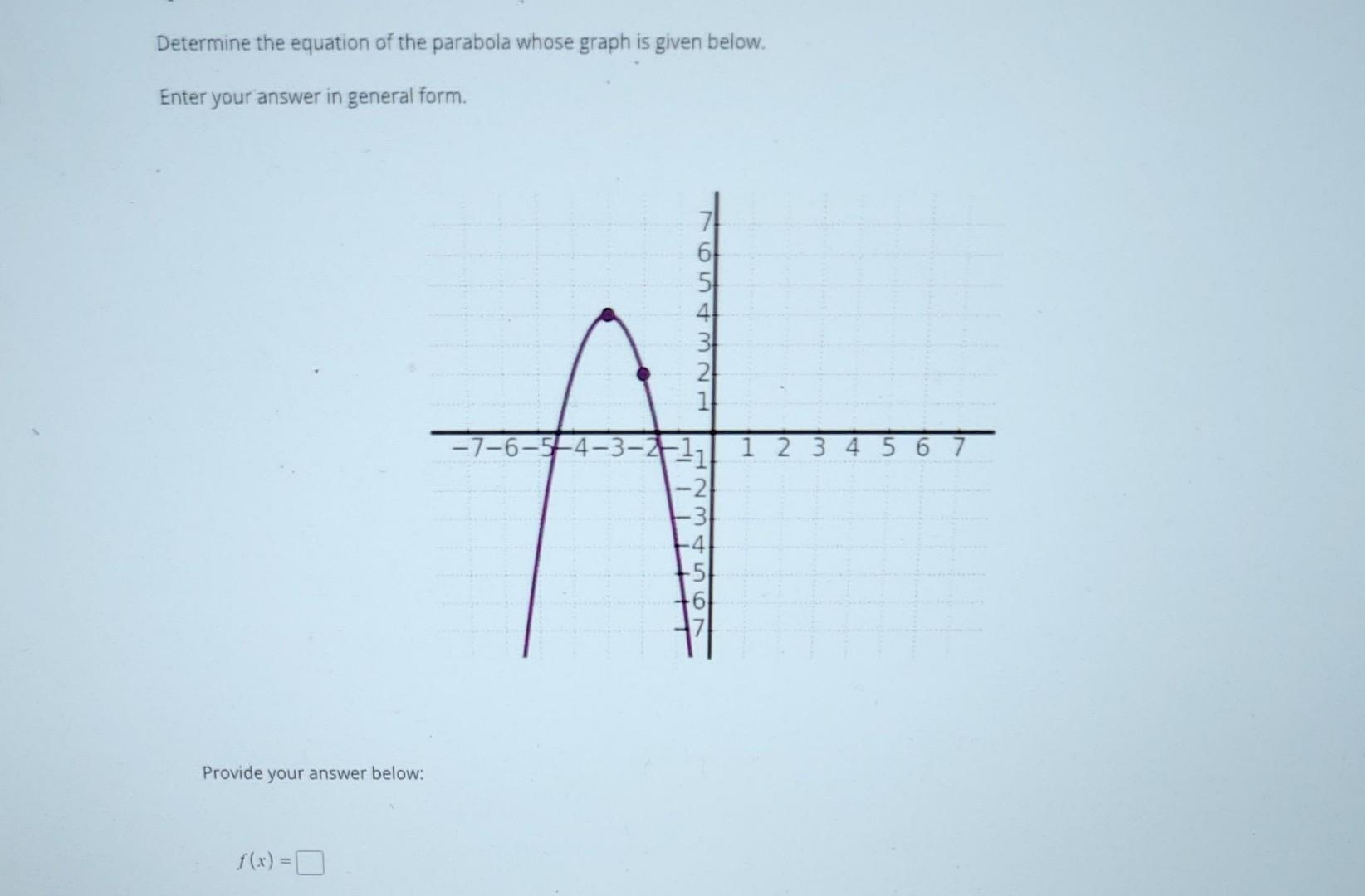 Solved Determine the equation of the parabola whose graph is | Chegg.com