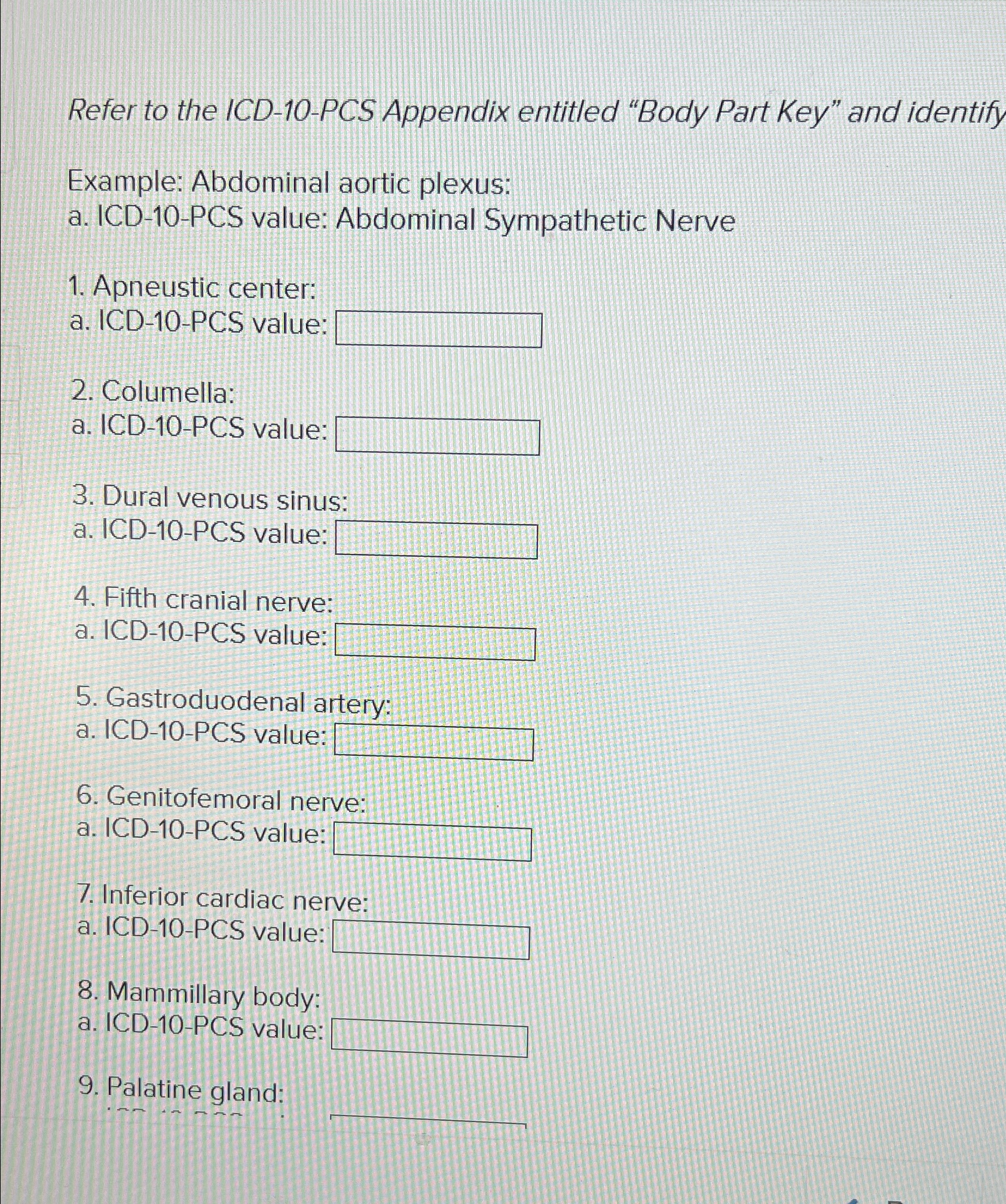 Solved Refer to the ICD-10-PCS Appendix entitled "Body Part | Chegg.com