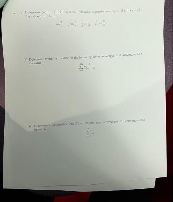 Solved 7. (a) Determine (with justification) if che | Chegg.com