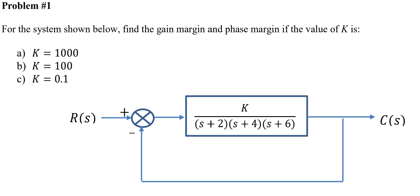 Solved Problem #1For the system shown below, find the gain | Chegg.com