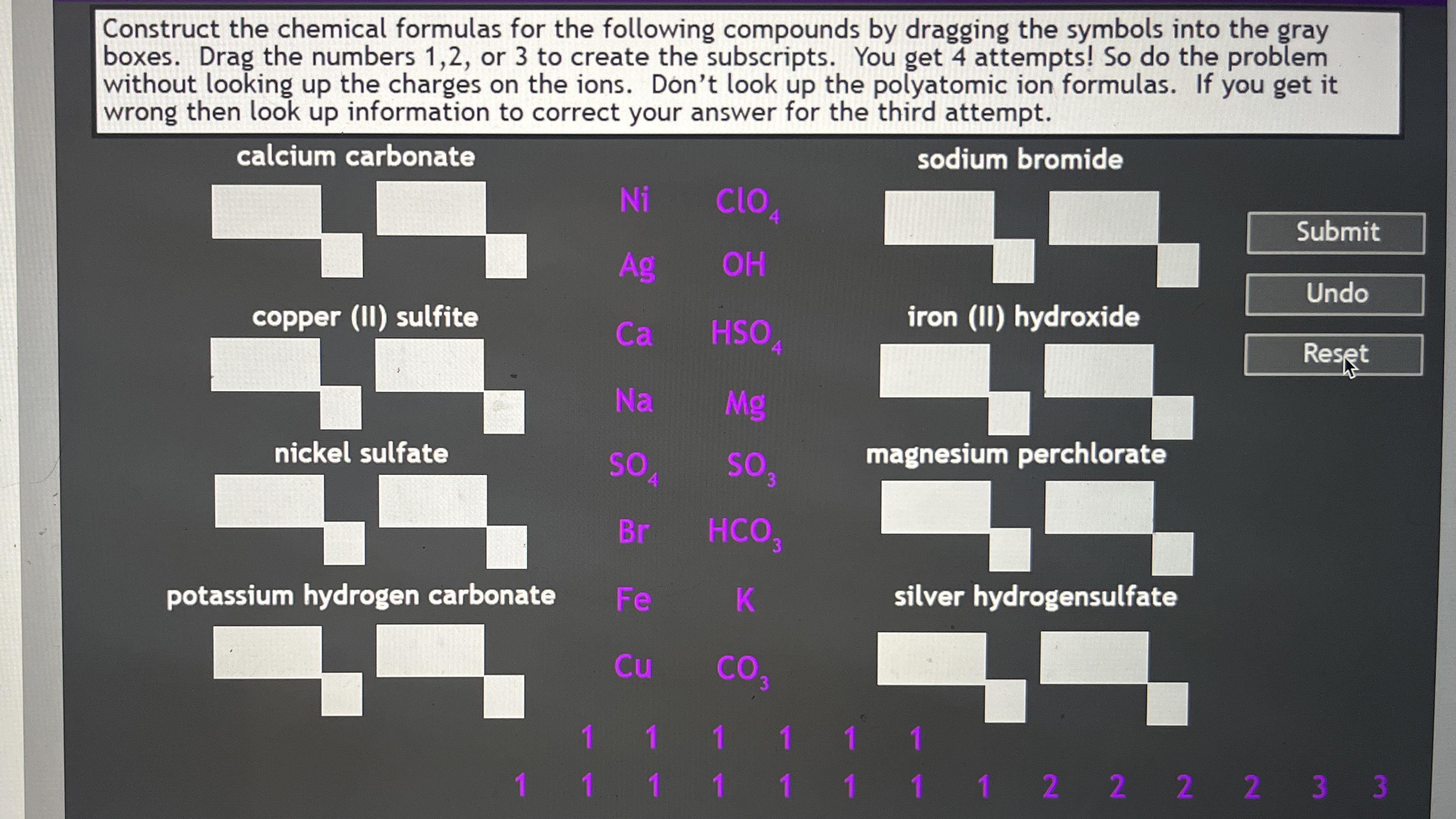 Solved Construct the chemical formulas for the following | Chegg.com