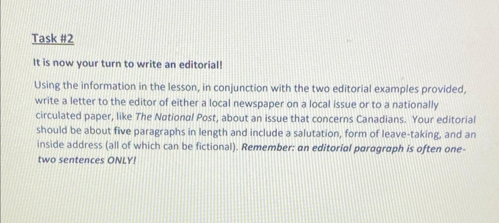 Solved Task #2It is now your turn to write an | Chegg.com