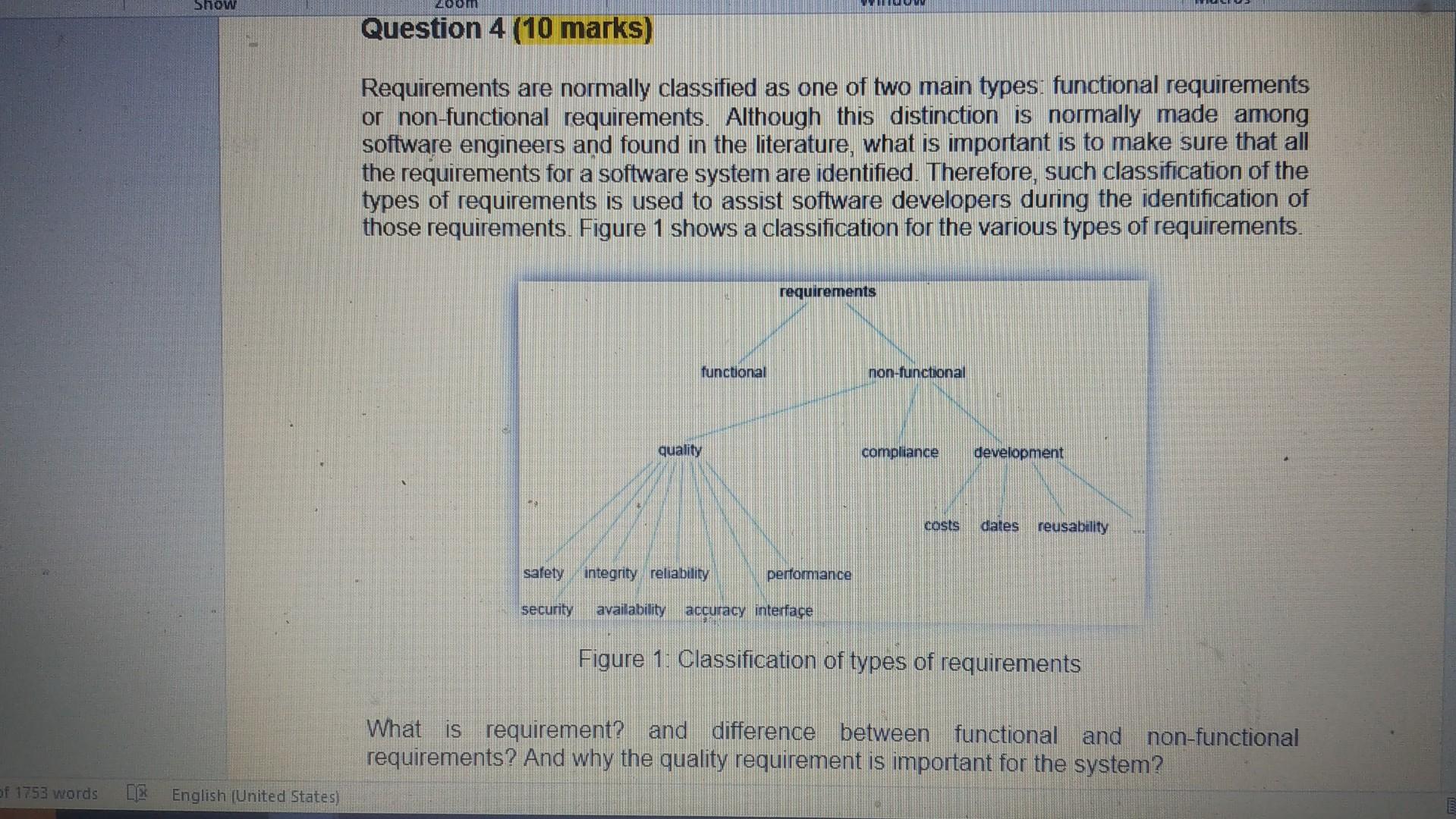 Solved Requirements are normally classified as one of two | Chegg.com