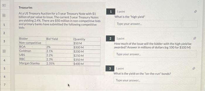Solved Treasuries At a US Treasury Auction for a 5 year | Chegg.com