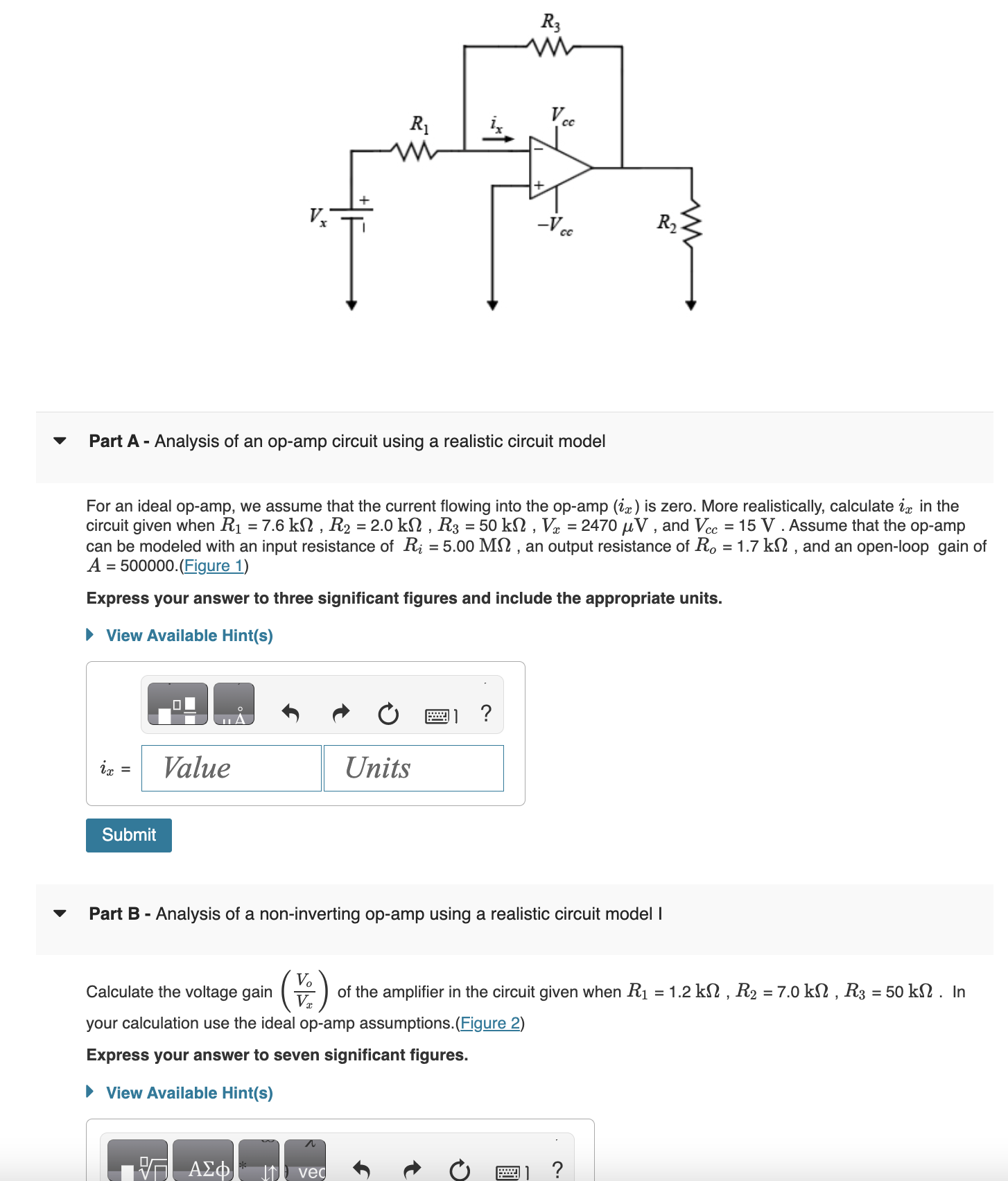 Solved Part A - ﻿Analysis of an op-amp circuit using a | Chegg.com