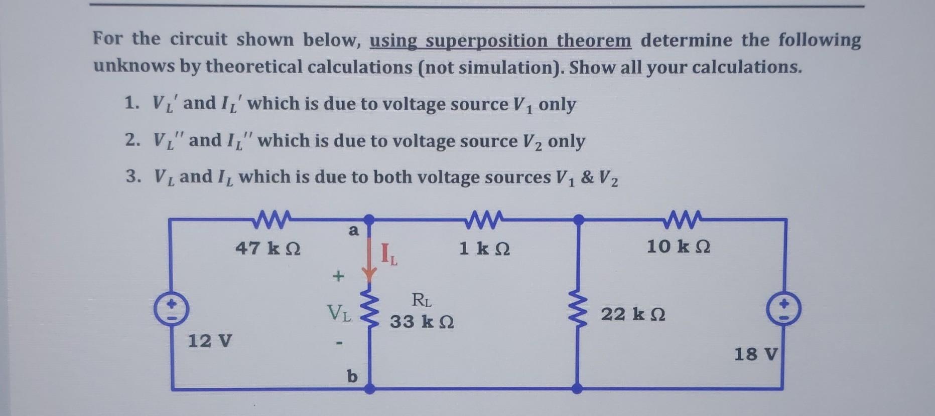Solved For the circuit shown below, using superposition | Chegg.com