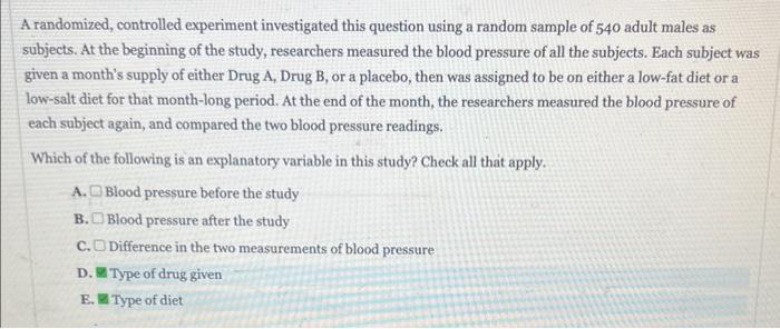 Solved A randomized, controlled experiment investigated this | Chegg.com