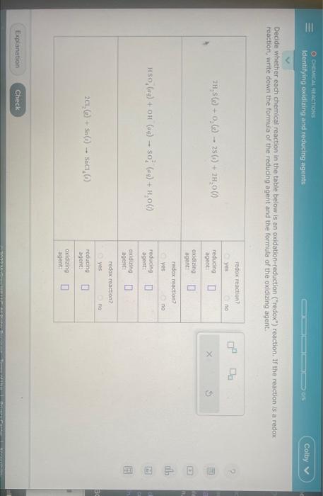 Solved Decide Whether Each Chemical Reaction In The Table