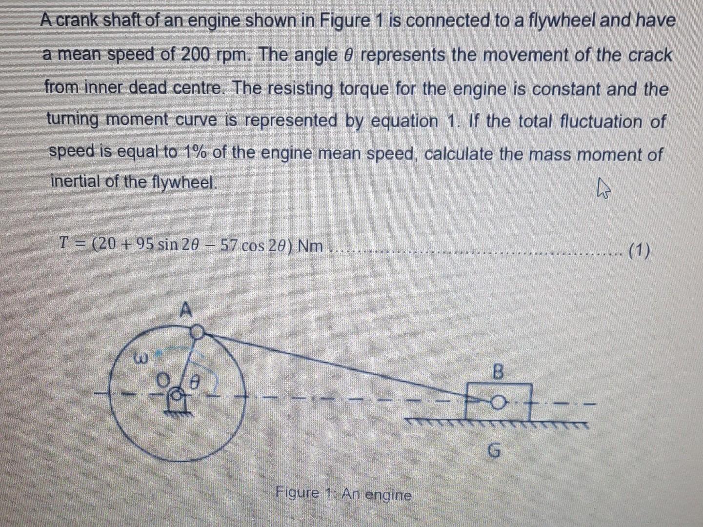 Solved A crank shaft of an engine shown in Figure 1 is | Chegg.com