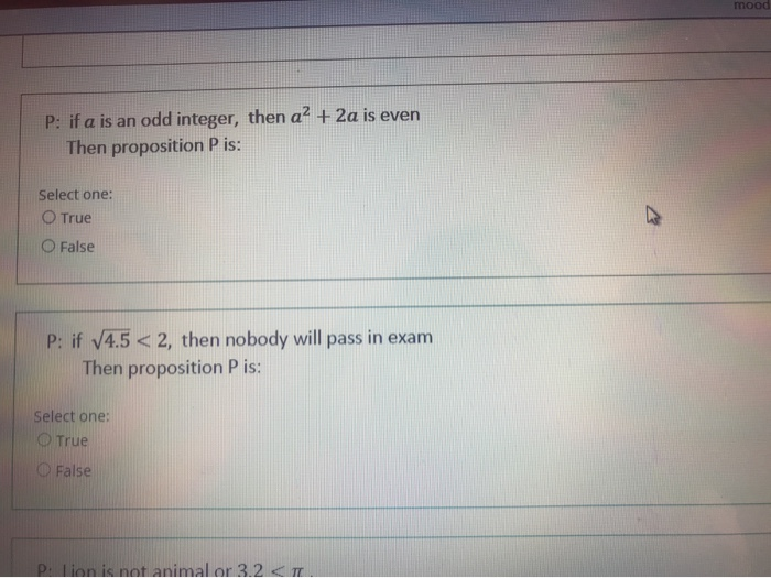 Solved mood P: if a is an odd integer, then a² + 2a is even | Chegg.com