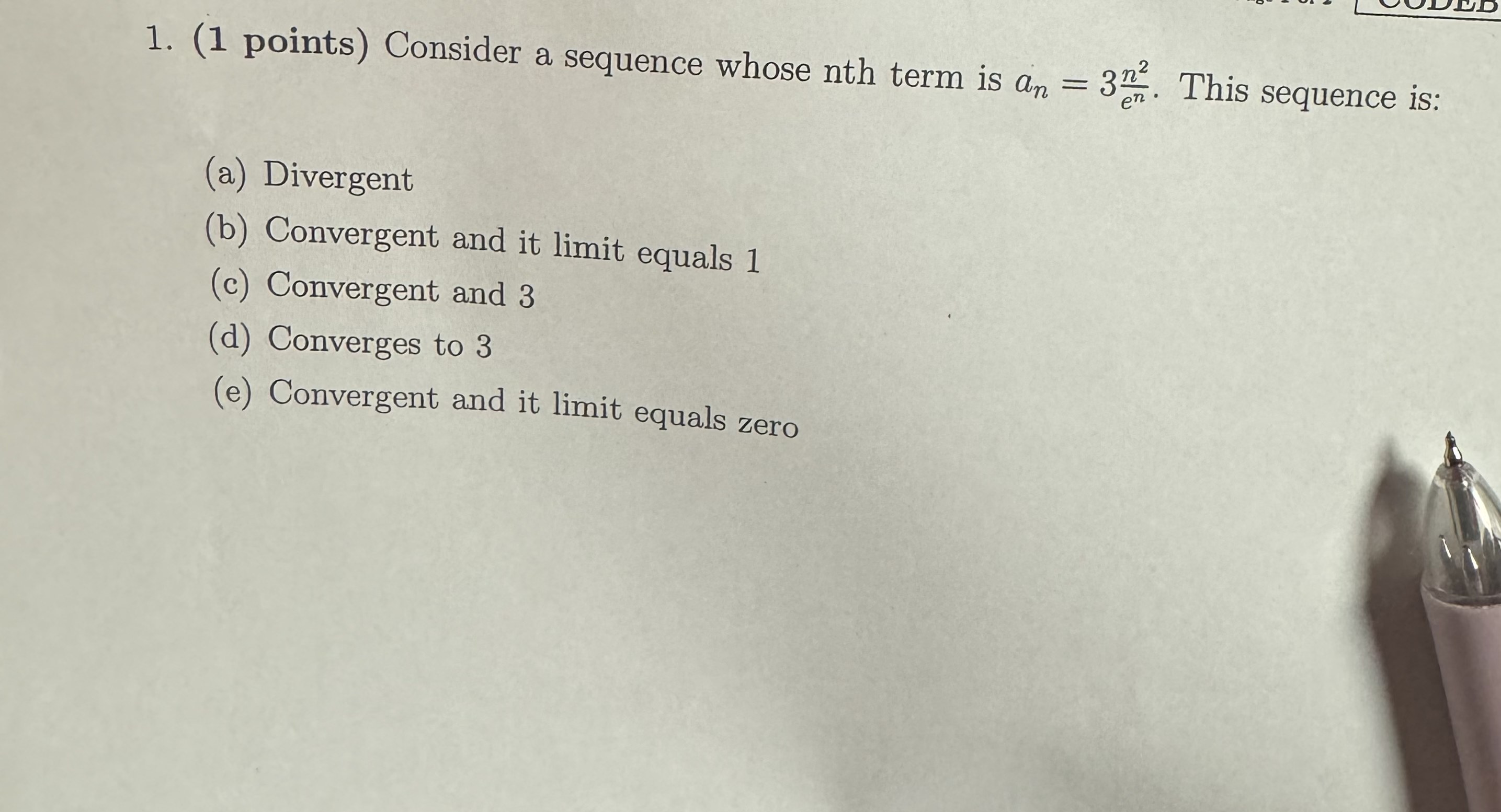 Solved (1 ﻿points) ﻿Consider a sequence whose nth term is | Chegg.com