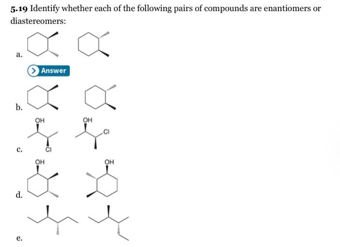 Solved 5.19 Identify whether each of the following pairs of | Chegg.com