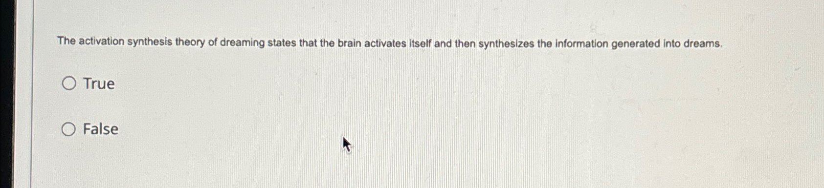 Solved The activation synthesis theory of dreaming states | Chegg.com