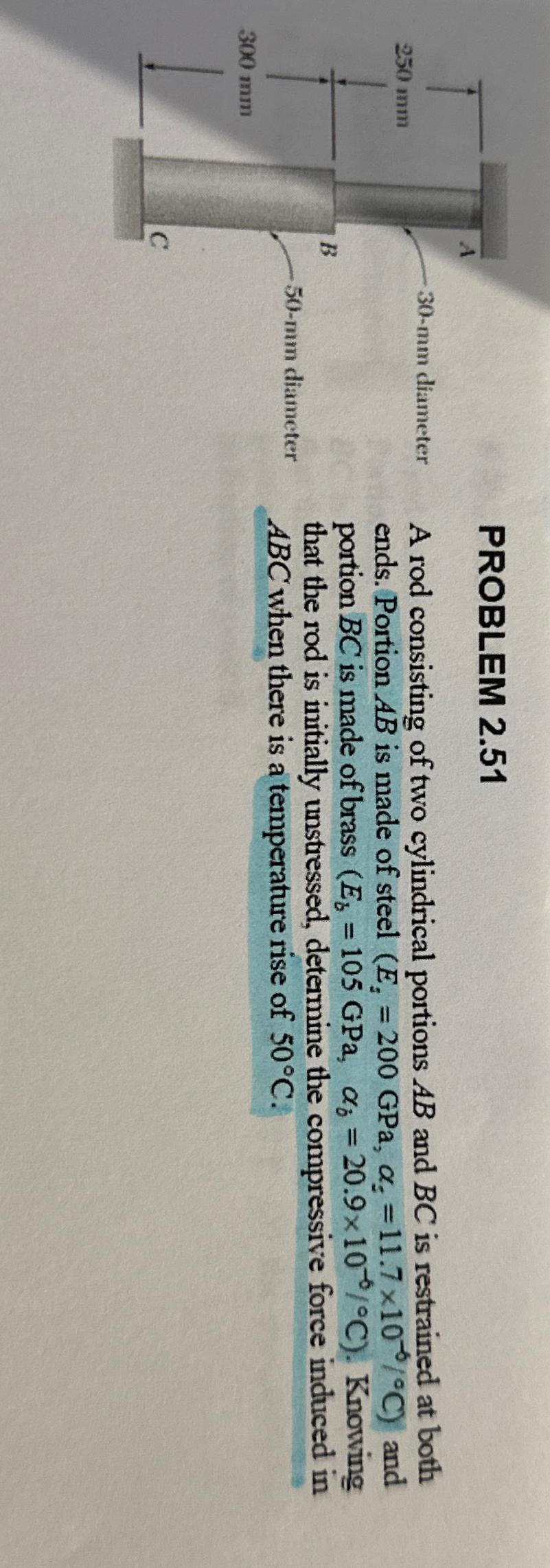 Solved PROBLEM 2.51A rod consisting of two cylindrical | Chegg.com