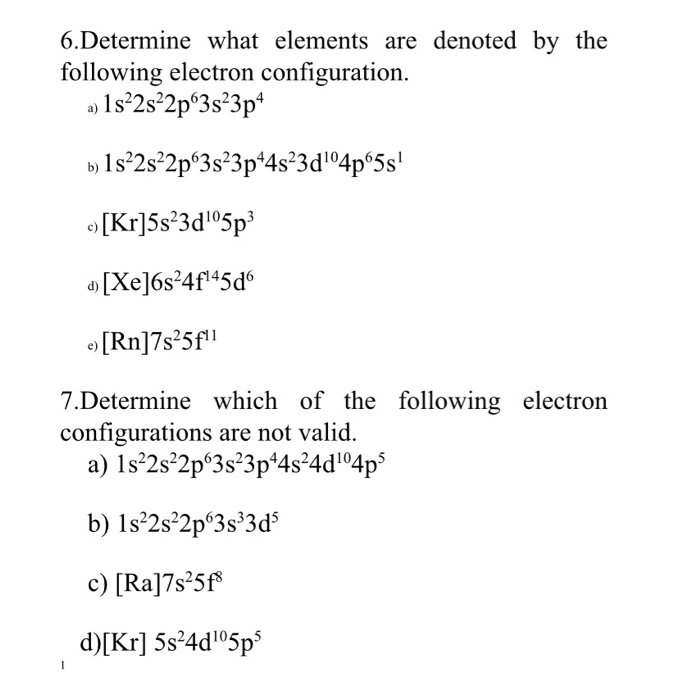 Solved 6.Determine what elements are denoted by the | Chegg.com
