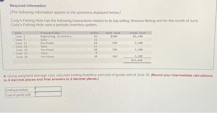 Solved Using weighted-average costcalculate ending inventory | Chegg.com