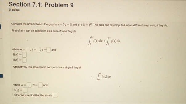 Solved Section 7.1: Problem 9(1 ﻿point)Consider the area | Chegg.com