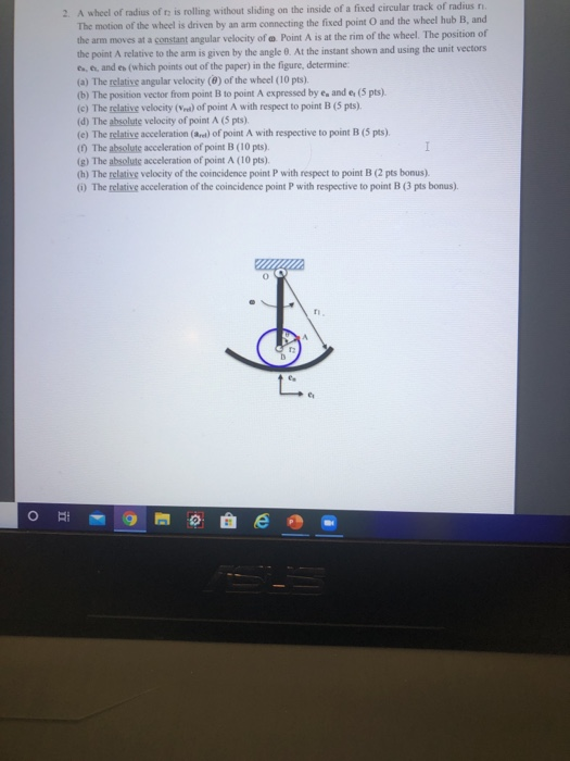 Solved 2. A wheel of radius of n is rolling without sliding | Chegg.com