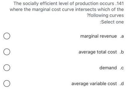 Solved The socially efficient level of production occurs | Chegg.com