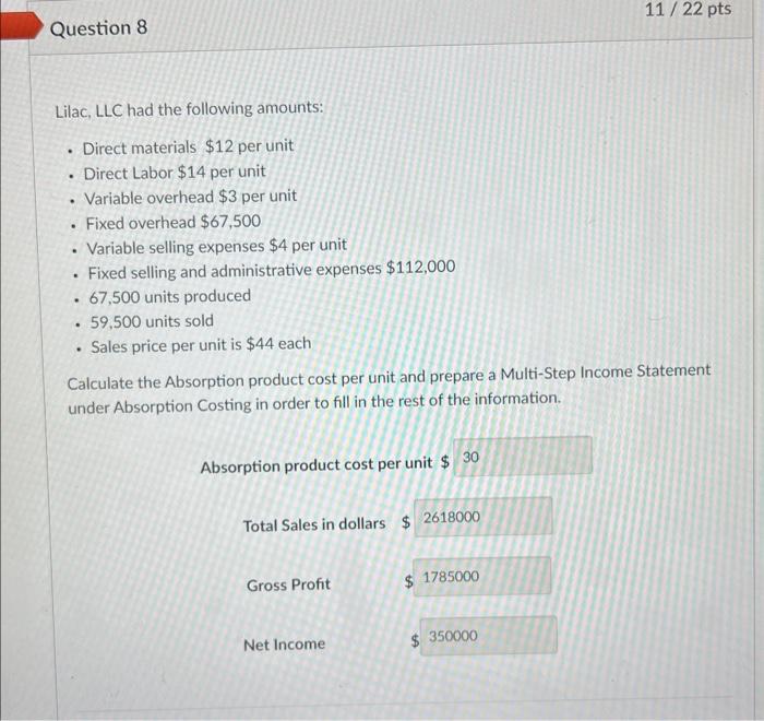 Solved Lilac, LLC had the following amounts: - Direct | Chegg.com
