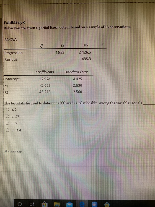 Solved Exhibit 15 6 Below You Are Given A Partial Excel