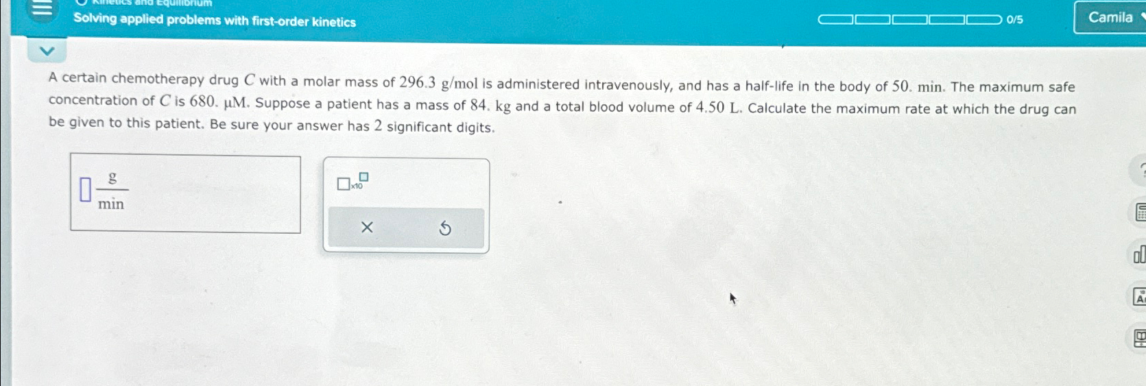 Solved Solving applied problems with first-order kinetics05A | Chegg.com