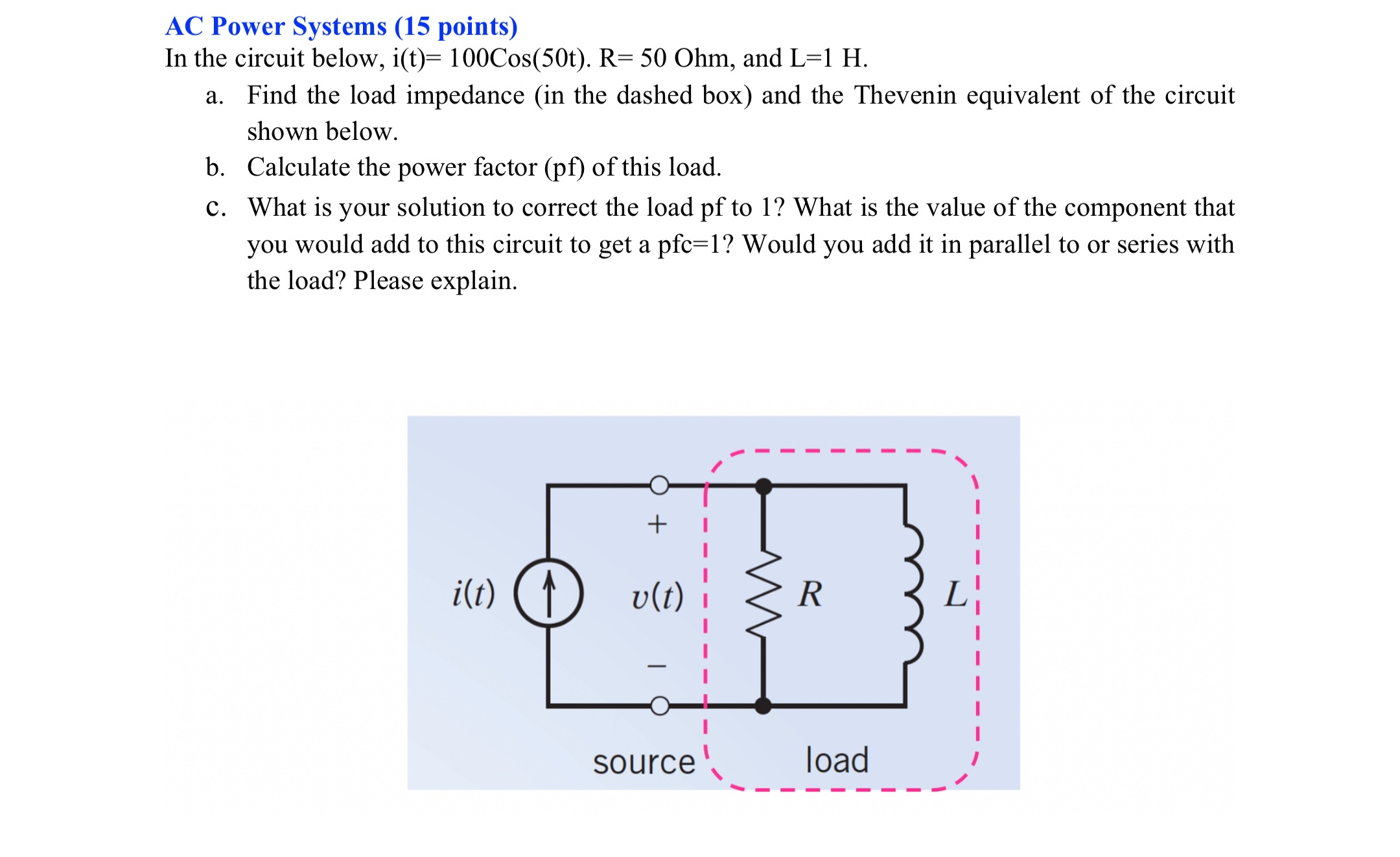 Solved AC Power Systems (15 ﻿points)In the circuit below, | Chegg.com