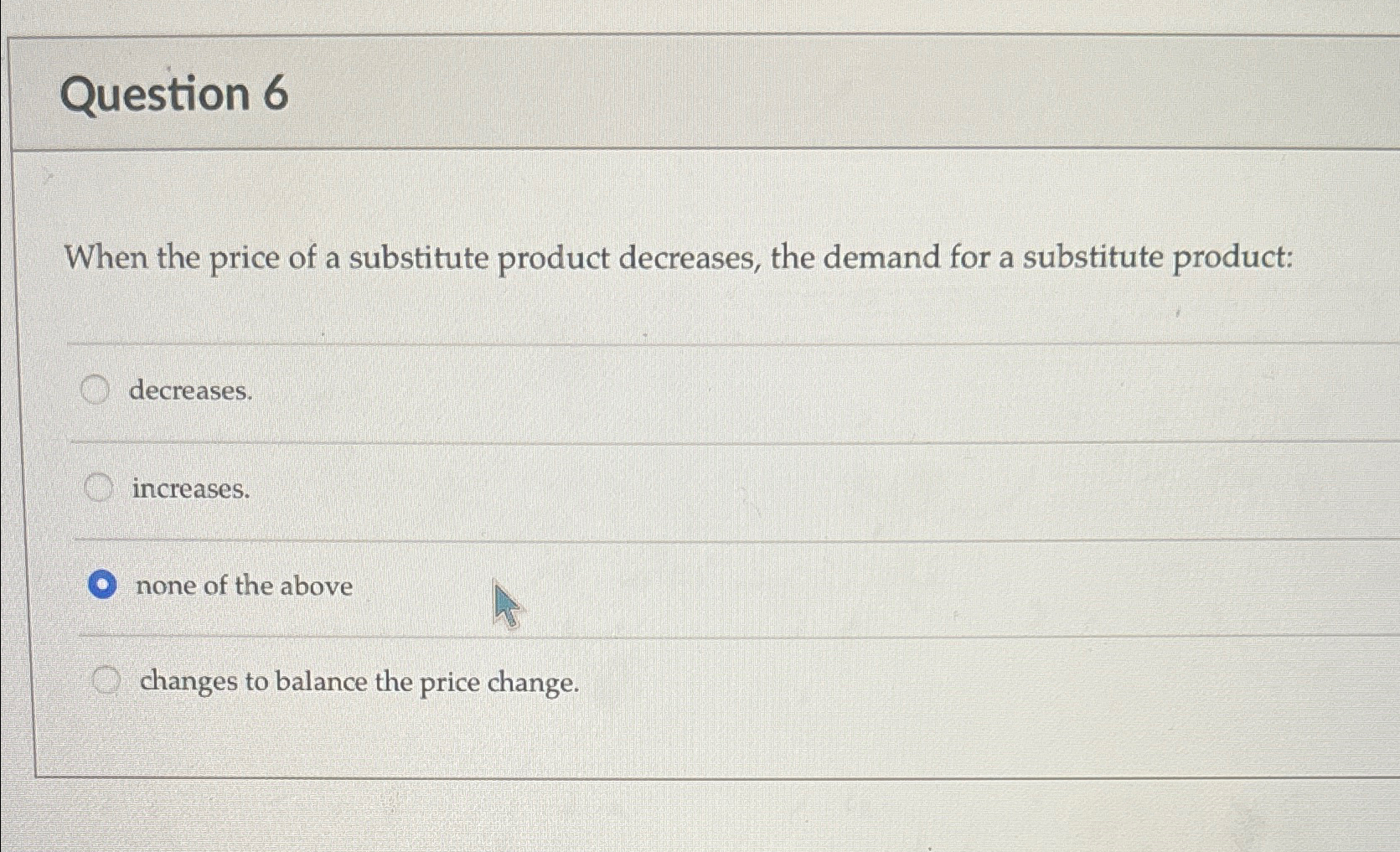 Solved Question 6When the price of a substitute product | Chegg.com
