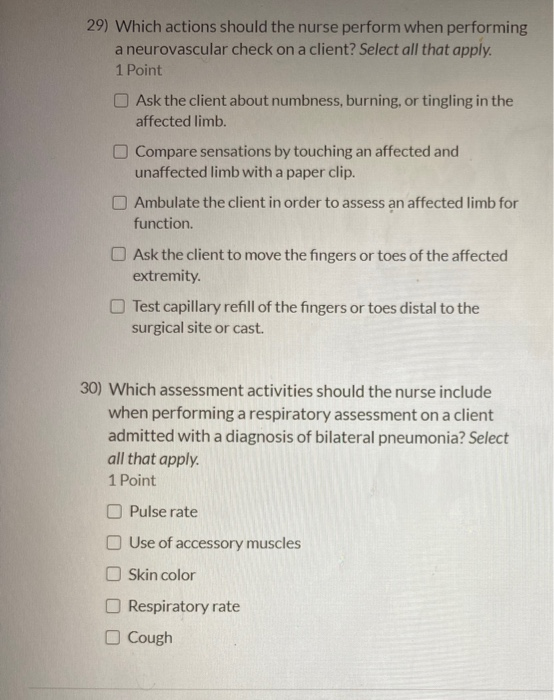 Solved 29) Which actions should the nurse perform when | Chegg.com