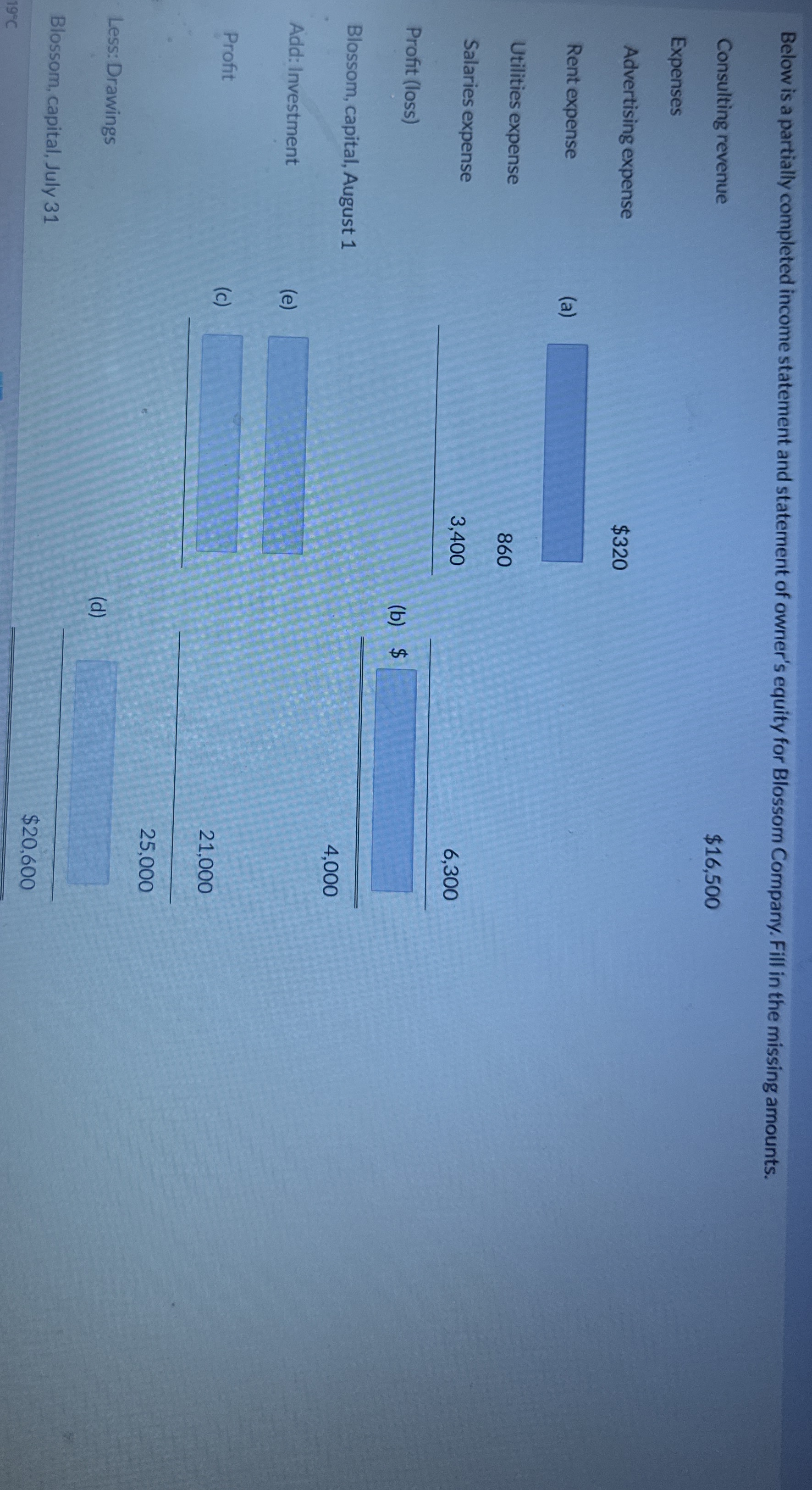 Solved Below is a partially completed income statement and | Chegg.com